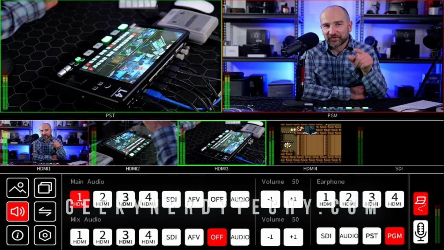 FEELWORLD L4 5-Channel Live Streaming Switcher - Geeky Nerdy Techy